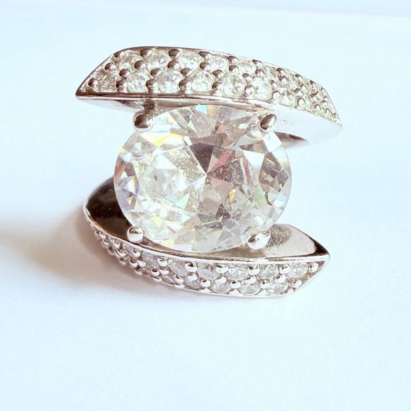 Jewelry | Modernist 85 Ct Cubic Zirconia Cz Sterling Silver Adi ...